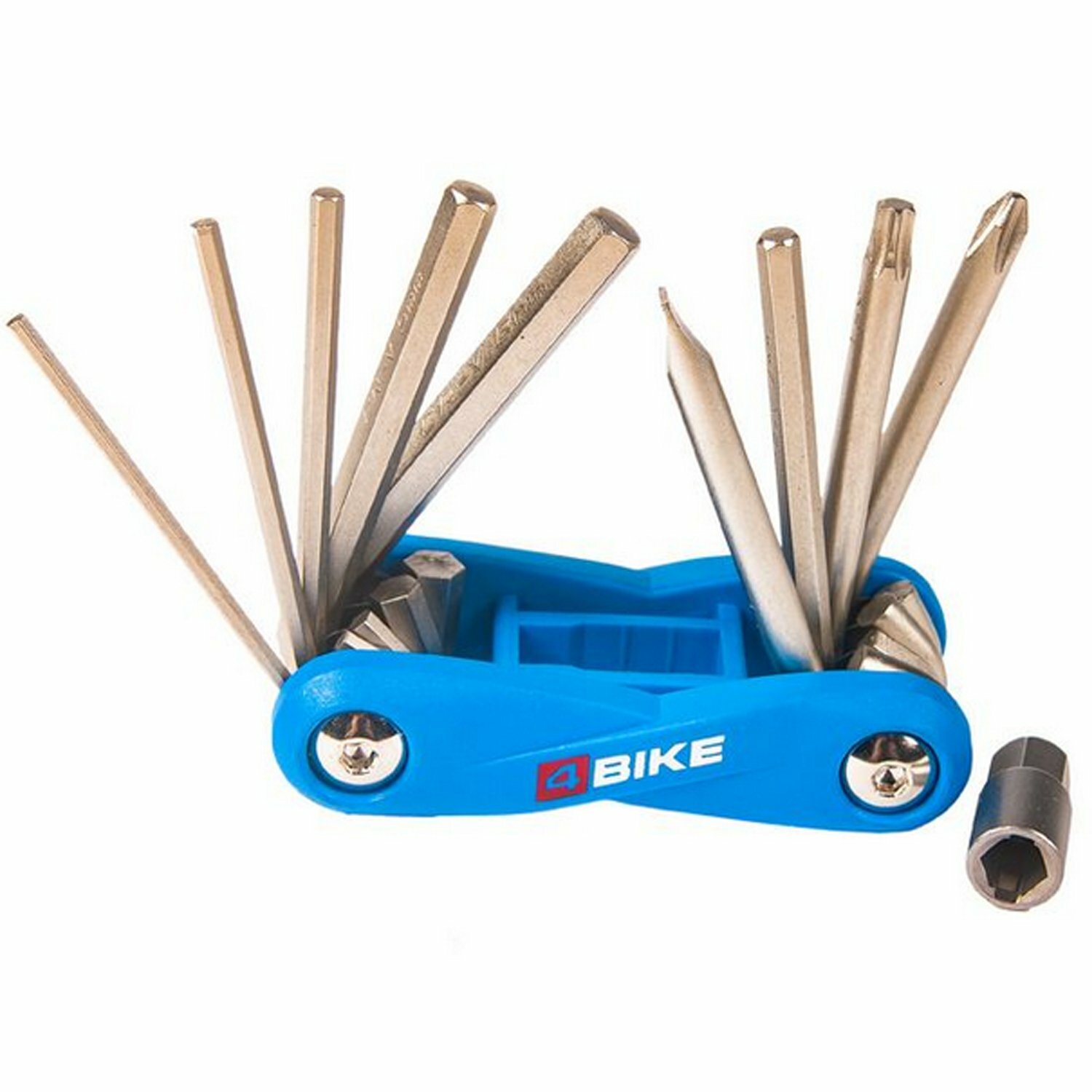Мультитул складной 4BIKE FH-04 Blu 10 в 1 шестигранники 2/2.5/3/4/5/6/8 мм, отвертка +/-, Т25, CR-V
