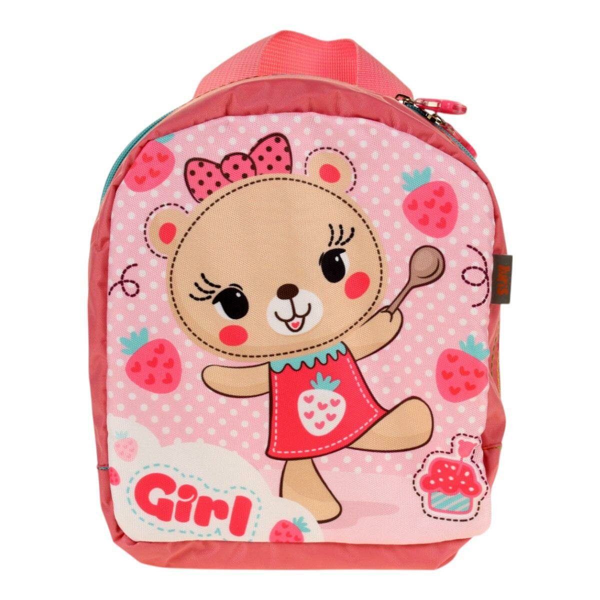 Рюкзак детский "Клубничка" Luris, розовый, 20х22х8см, светодиодный элемент, для девочки