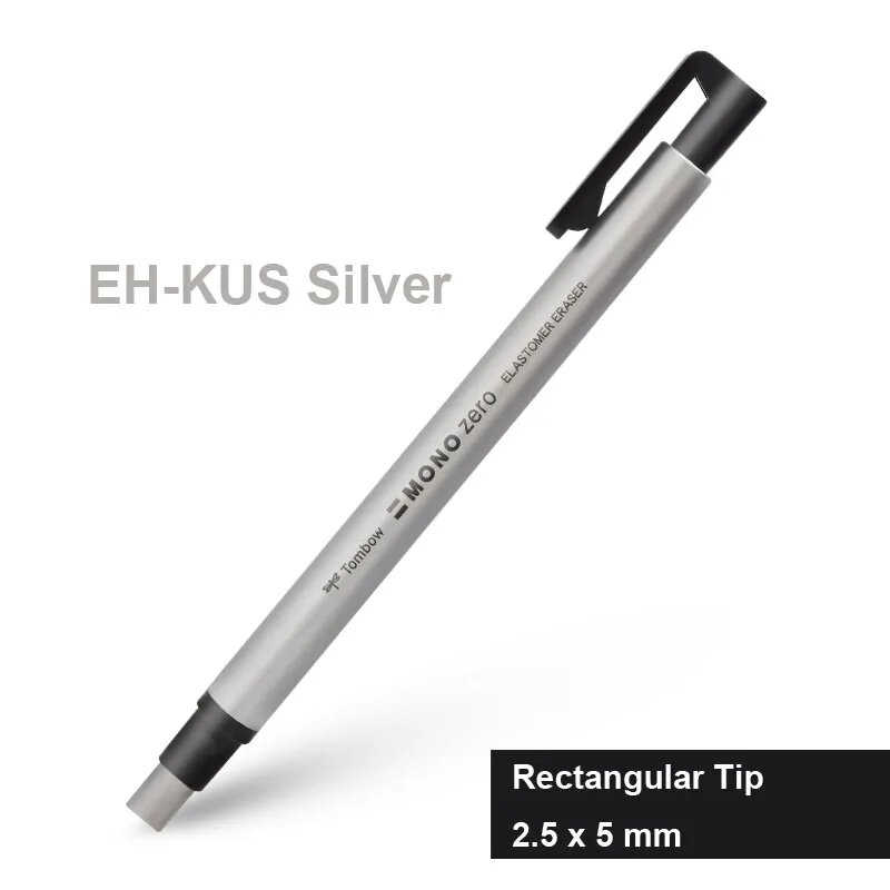 Tombow MONO Zero Eraser Плоский ластик Серебряный, Silver Rectangle