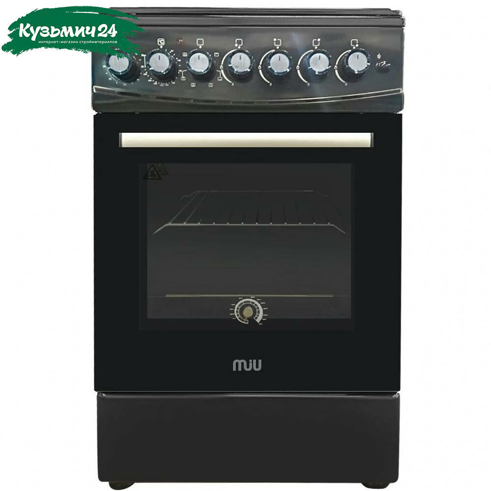 Плита комбинированная MIU Harisma 516S , цвет черный, объем электродуховки 52.8 л, откидная дверца