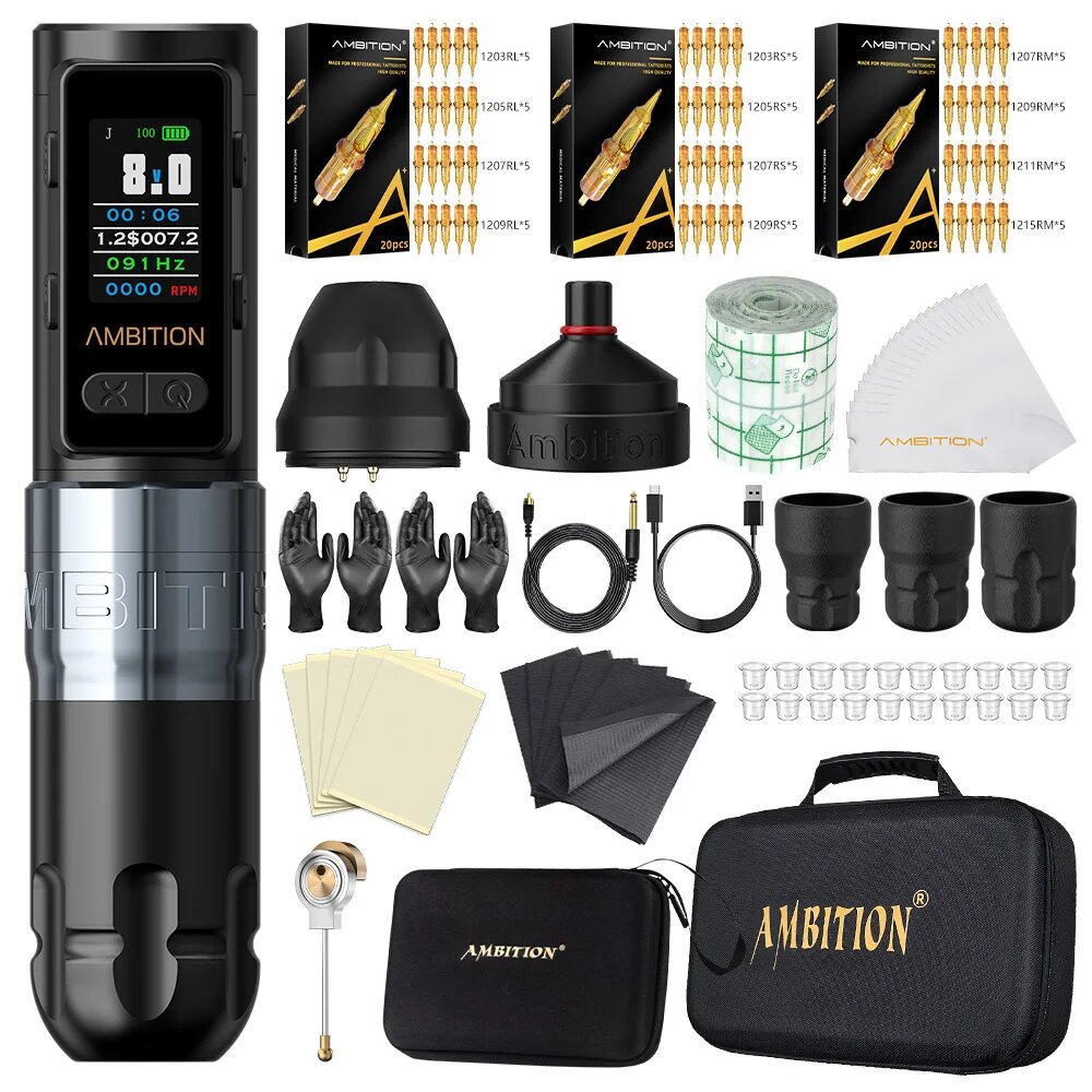 Беспроводная тату-машина Ambition Soldier Max Silver 1 KIT
