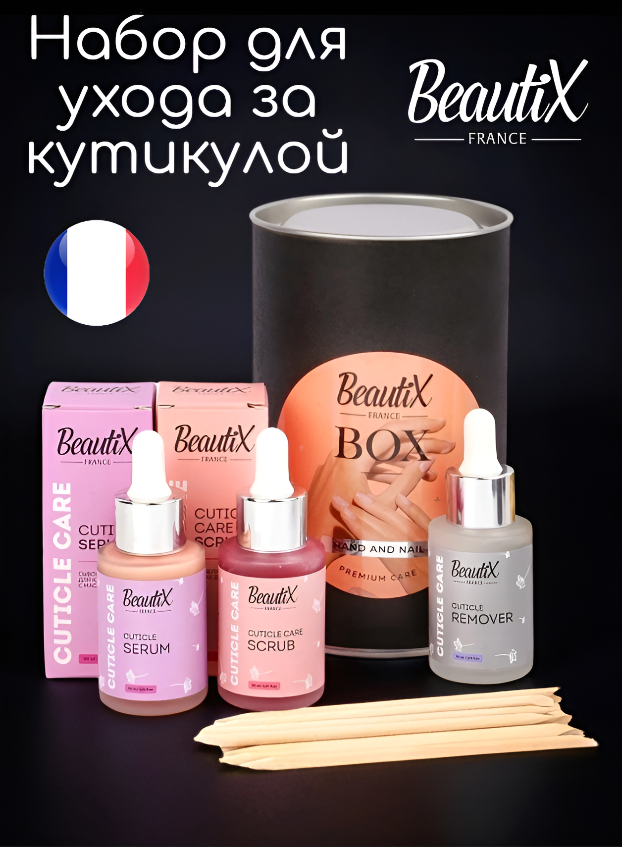 Набор Beautix для ухода за кутикулой, в тубусе, для всех типов кожи