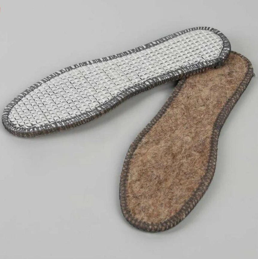 Стельки для обуви, двухслойные, фольгированные, окантовка, 42 р-р, пара, цвет серый