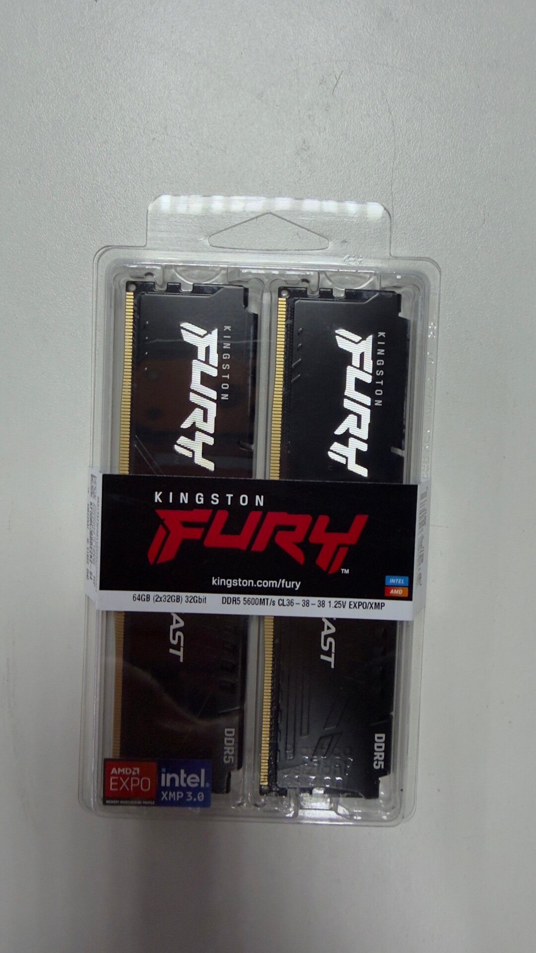 Оперативная память Kingston Fury Beast KF556C36BBEK2-64, 32GB, 5600MHz, DIMM