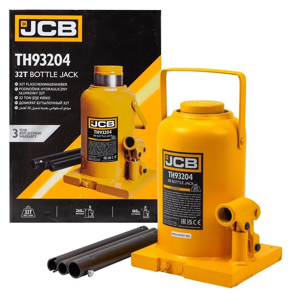 JCB Домкрат бутылочный 32т с клапаном JCB-TH93204(58036)