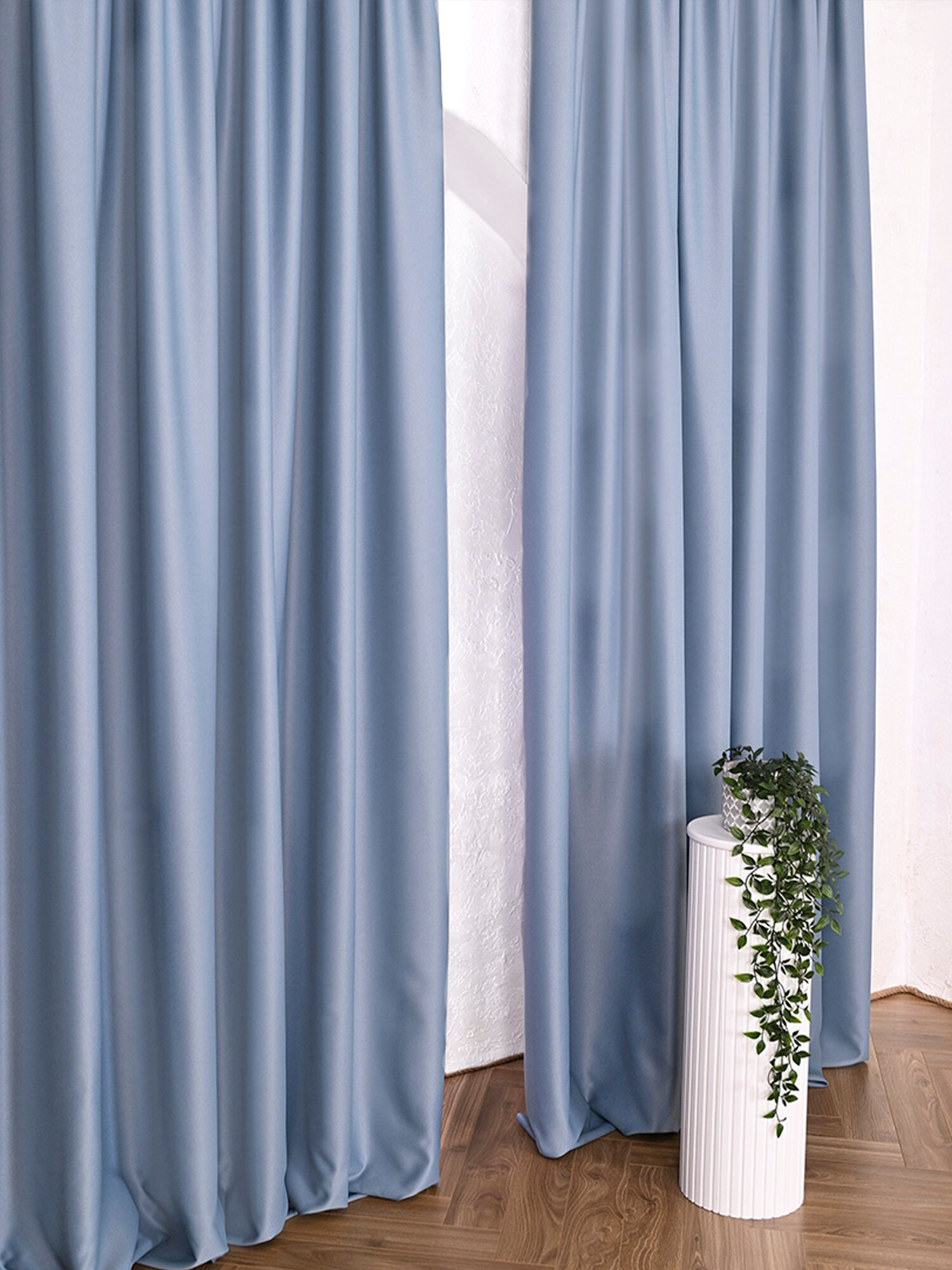 Шторы блэкаут 90% голубой 500х285см, 2 полотна, (каждое 250х285 см), шторная лента 6 см Erika Home (Evrika Home)