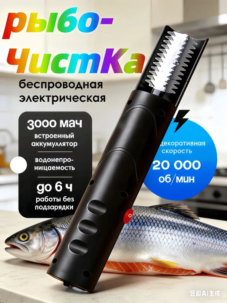 Рыбочистка электрическая аккумуляторная беспроводная для чистки рыбы 3000 мА