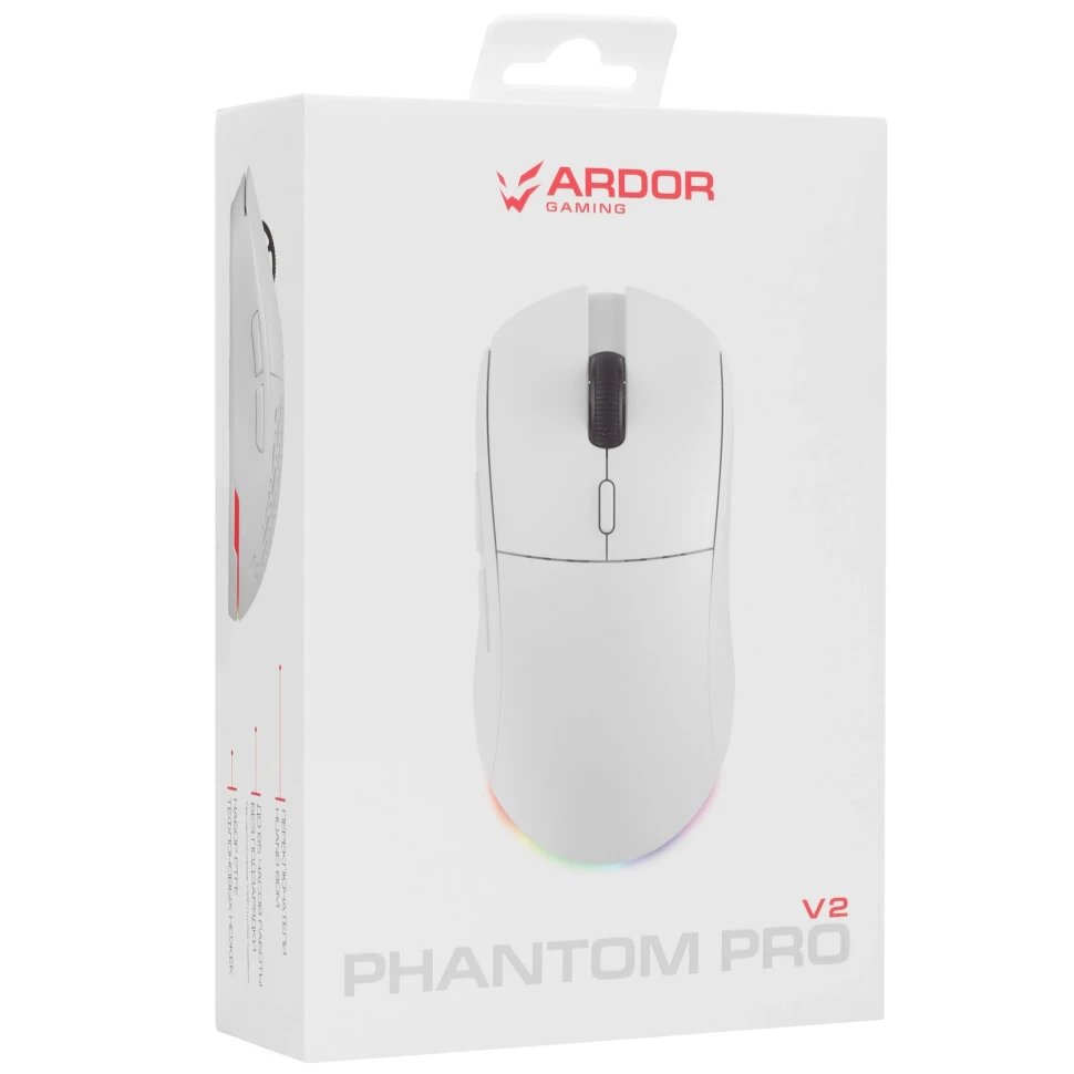 Мышь беспроводная/проводная ARDOR GAMING Phantom PRO V2 [ARDW-PH3395-WT] белый