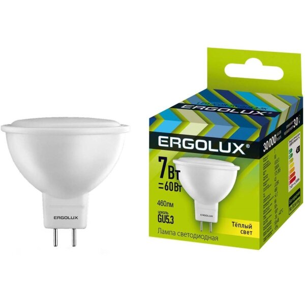 Лампа Ergolux LED-JCDR-7W-GU5.3-3K (10шт.)