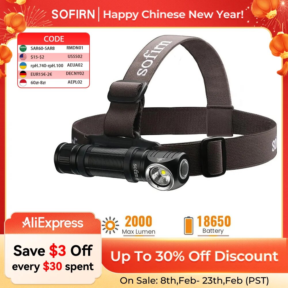 Sofirn HS40 Светодиодный налобный фонарь 6000K-6500K