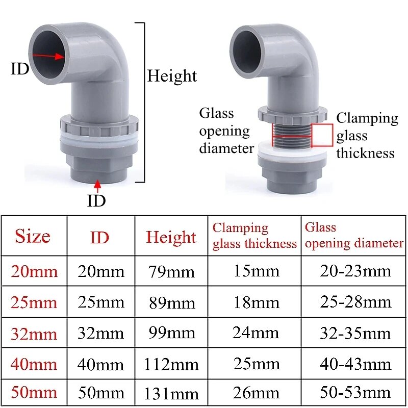 SgooHan серый ПВХ соединитель для аквариума 20-50 мм 90 градусов Белый, Style 2, Inner Dia 20mm