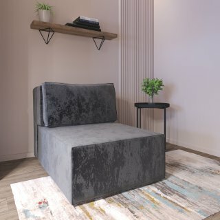 Кресло-кровать КМК, велюр, ЛДСП, пенополиуретан, раскладное, темно-серый