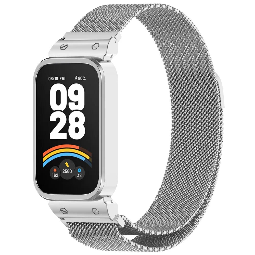 Миланский ремешок для часов подходит для фитнес-браслетов Xiaomi Smart Band 9 Active/ Redmi Smart Band 3, Миланская петля (Milanese Loop)