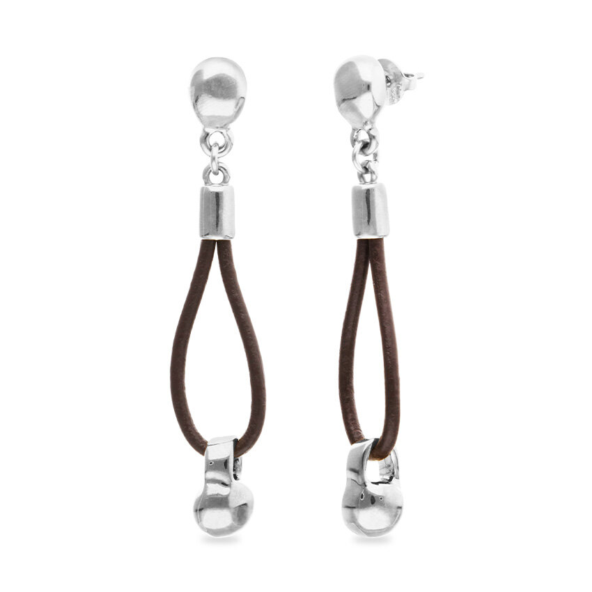 Серьги с подвесками, кожа