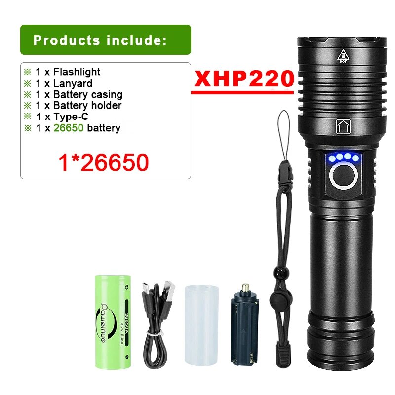 Фонарь XHP220 перезаряжаемый, цвет Xhp220 D