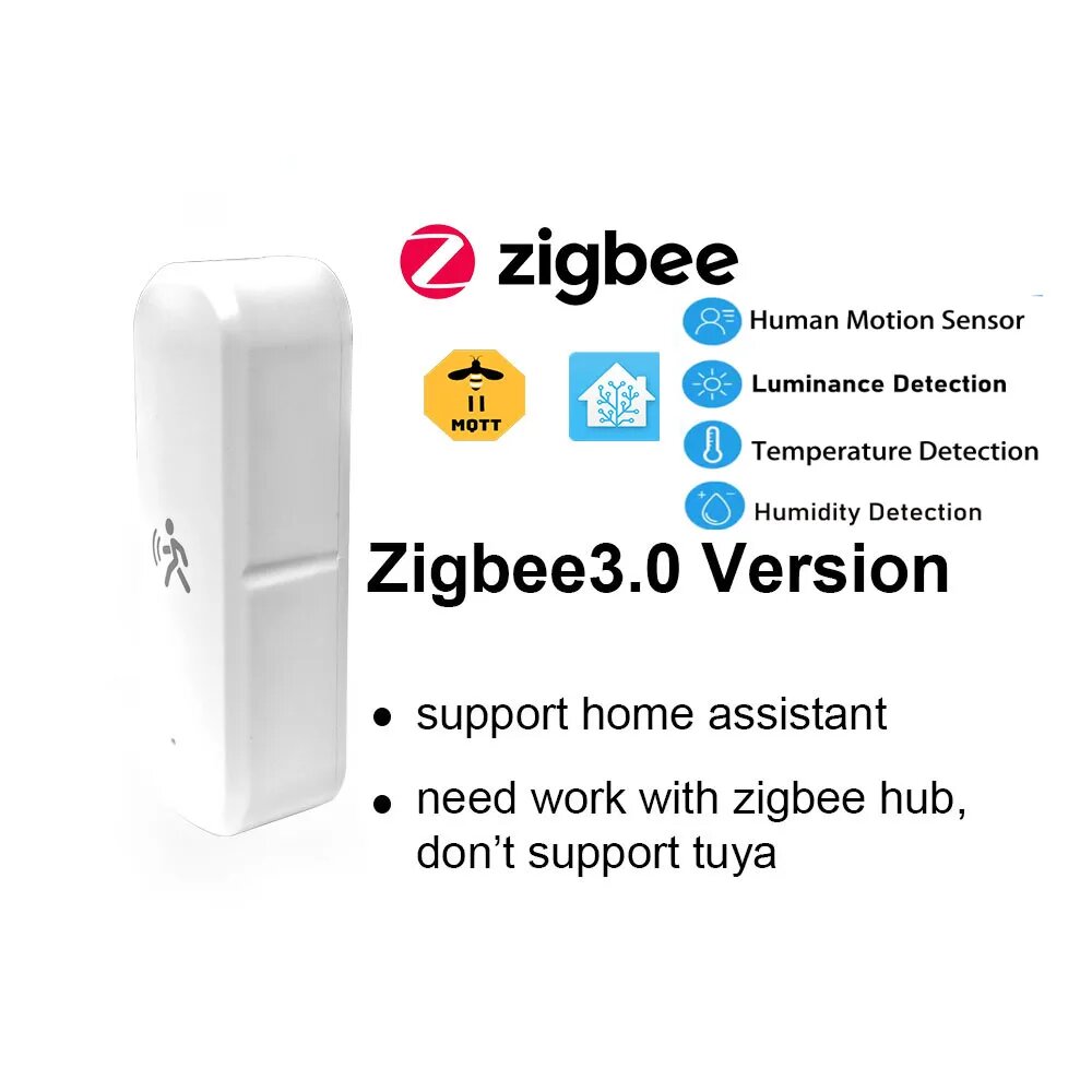 Датчик движения ZigBee 3.0, 3 в 1