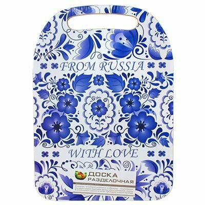 Доска разделочная деревянная "Гжель" 29*21*0,6см (Россия)