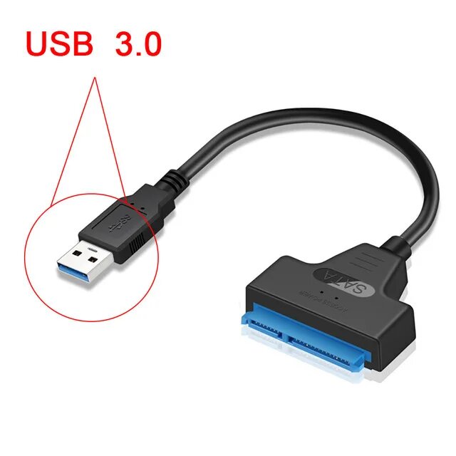 2 шт. USB 3.0 SATA кабель до 6 Гбит/с, 3-кабельный адаптер SATA на USB 3.0, поддержка внешних жестких дисков HDD/SSD до 2,5 дюйма, 22-контактный кабель SATA III