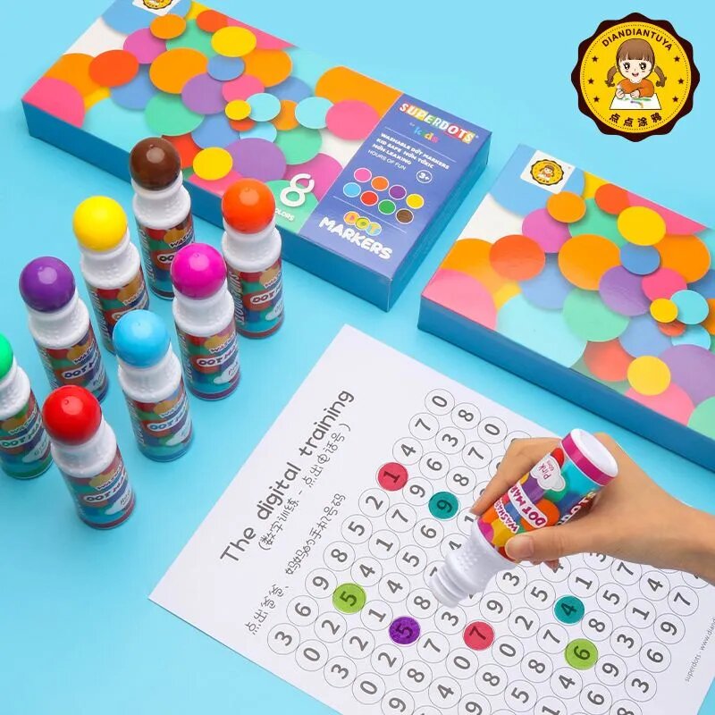 Маркер для граффити SUPERDOTS kids Washable Dot Markers 8 Colors for Kids Safe Non Toxic Hours of Fun