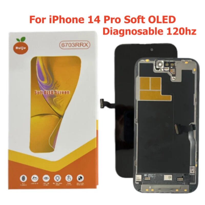 Мягкий OLED-дисплей с функцией диагностики для iPhone 15 Pro Max, 15 Pro, 14 Pro 14Pro Soft 120hz