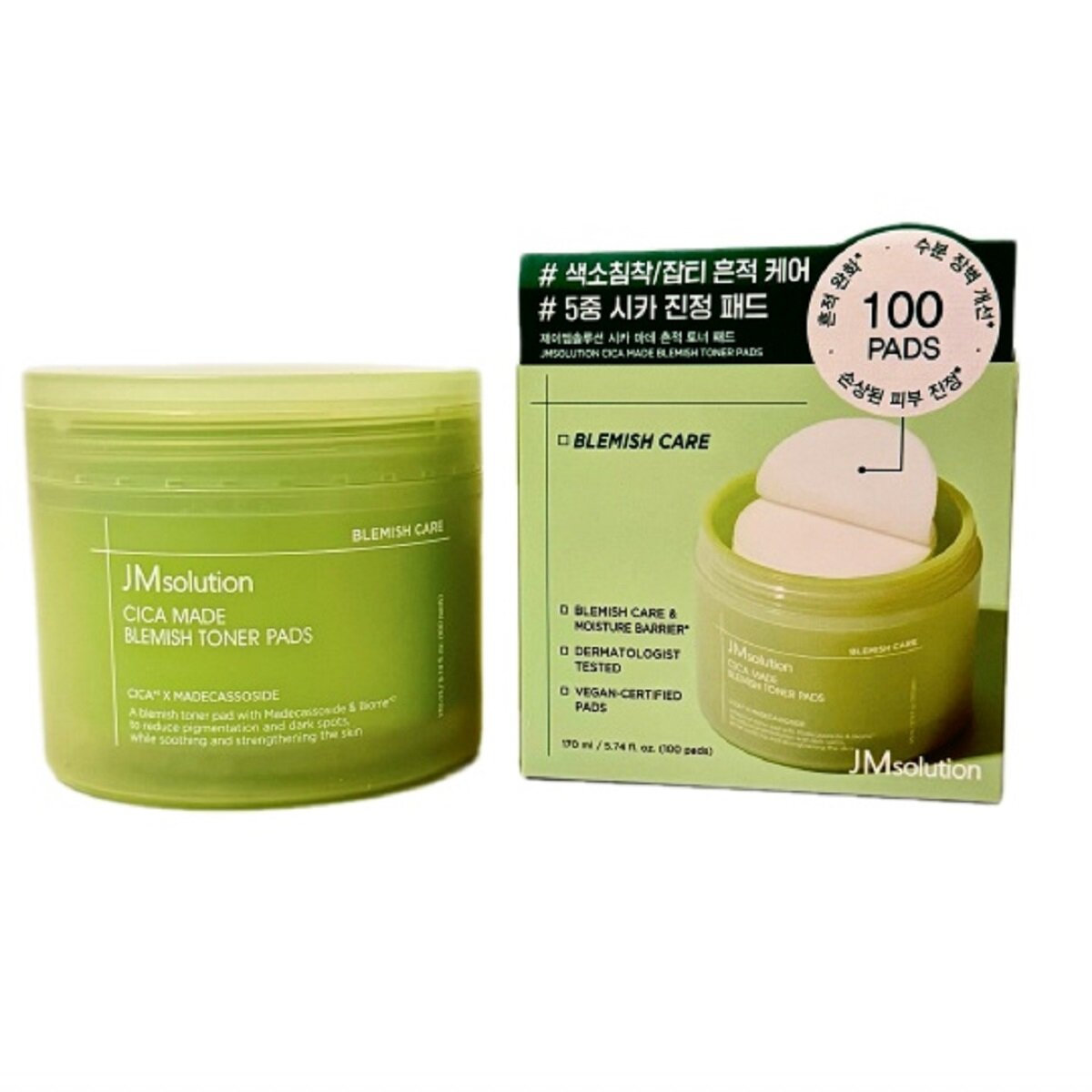 JMSolution Успокаивающие тонер-пэды (100шт) Toner Pads Cica Made Spot Care