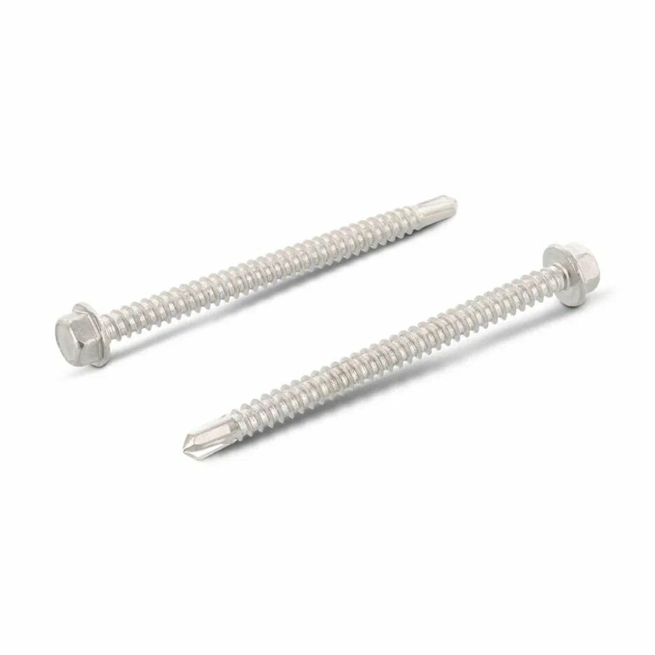 Саморез, DIN7504 тип K M5,5x22 мм A2, нержавеющий, шестигранная голова с буром, 10 шт