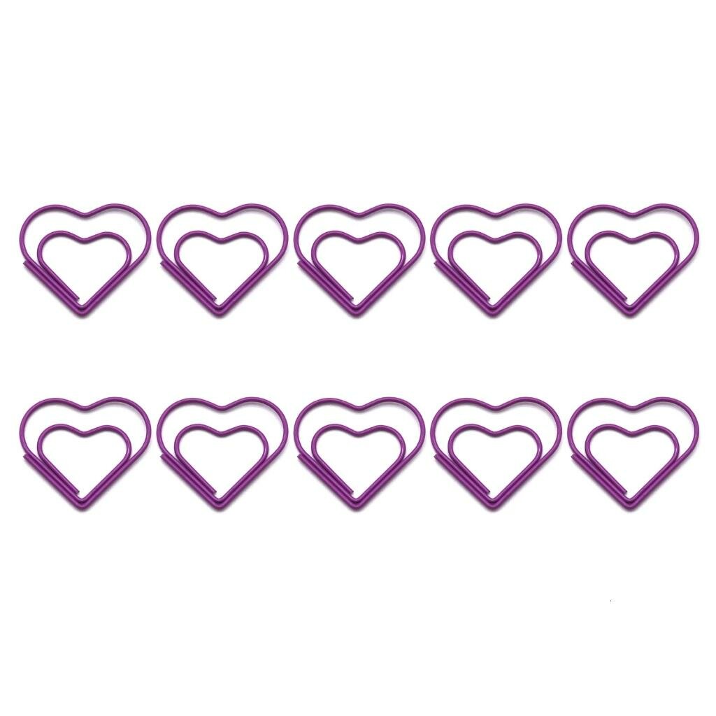 Металлические закладки-скрепки в виде сердечек, Фиолетовый