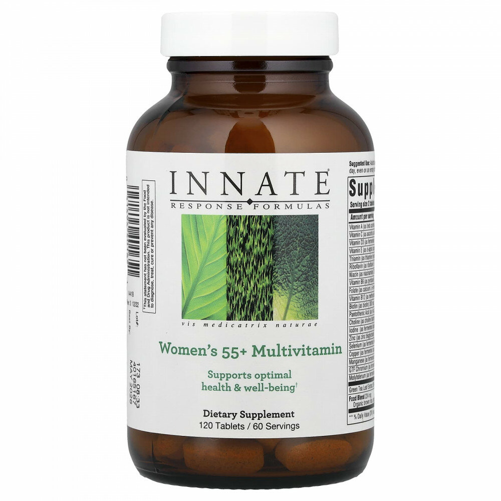 Innate Response Formulas, мультивитамины для женщин старше 55 лет, без железа и витамина K, 120 таблеток