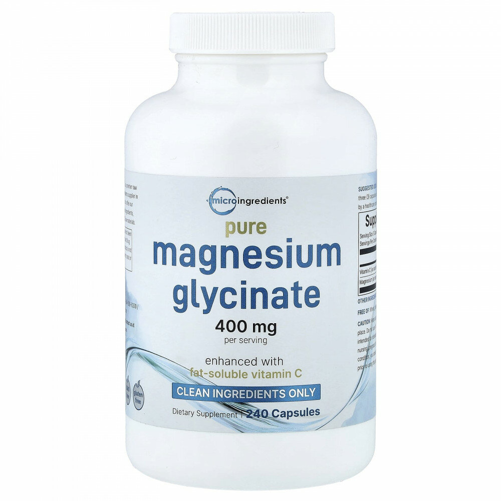 Micro Ingredients, чистый глицинат магния, 240 капсул