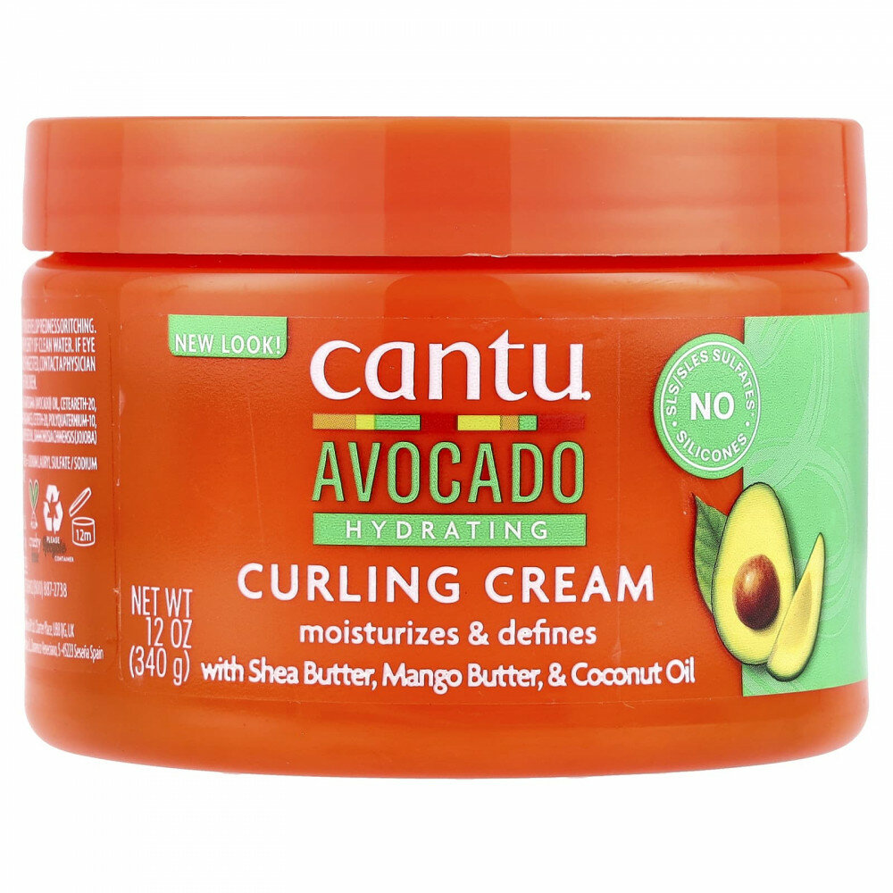 Cantu, Увлажняющий крем для завивки волос с авокадо, 340 г (12 унций)