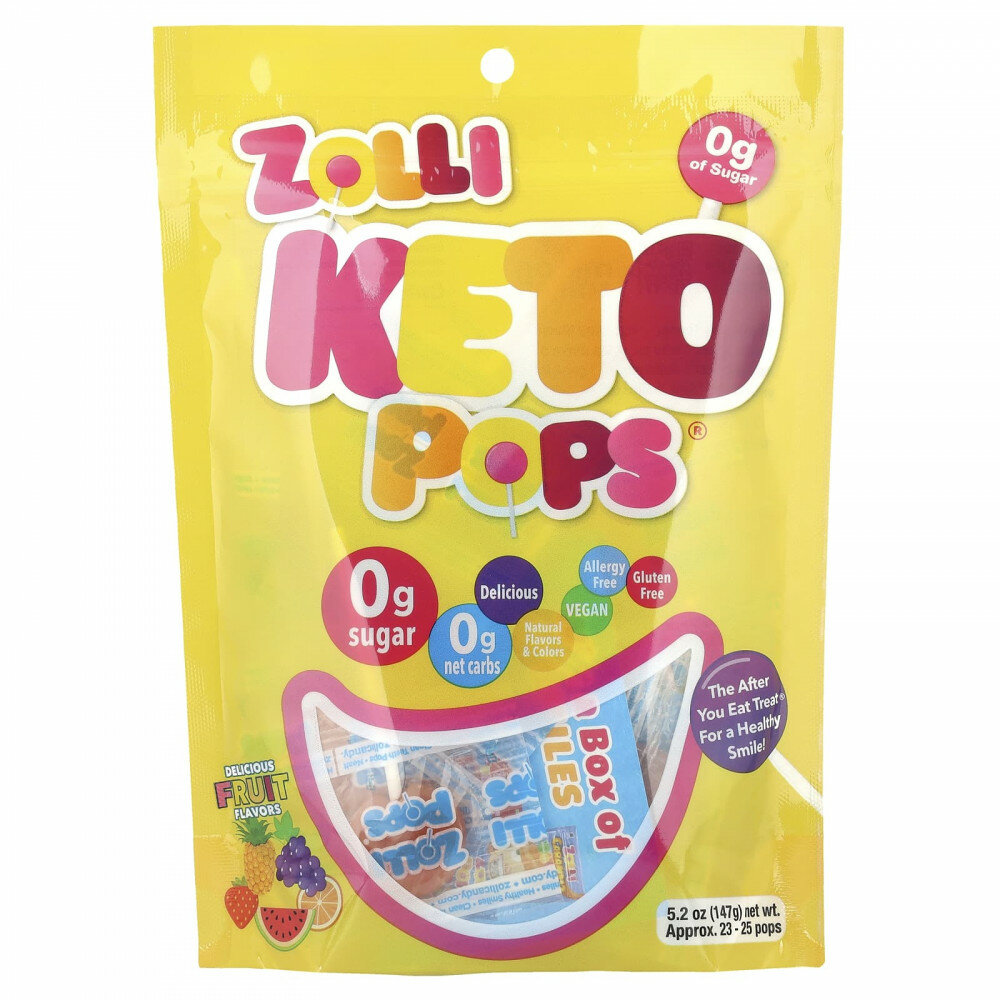 Zollipops, Keto Pops®, фрукты, прибл. 23–25 леденцов, 147 г (5,2 унции)