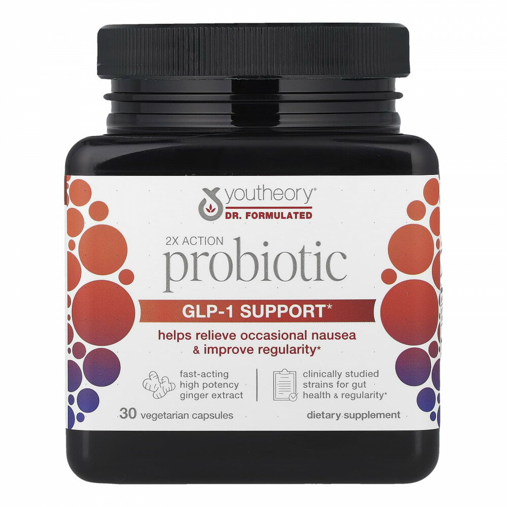 Youtheory, пробиотик двойного действия, 30 вегетарианских капсул