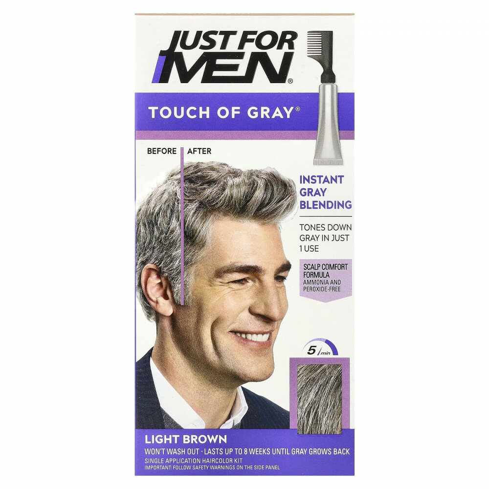 Just for Men, Touch of Grey®, T-25, светло-коричневый, набор для одноразовой краски для волос