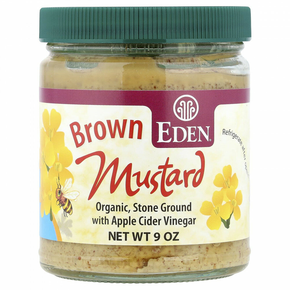 Eden Foods, органическая коричневая горчица с яблочным уксусом, 9 унций