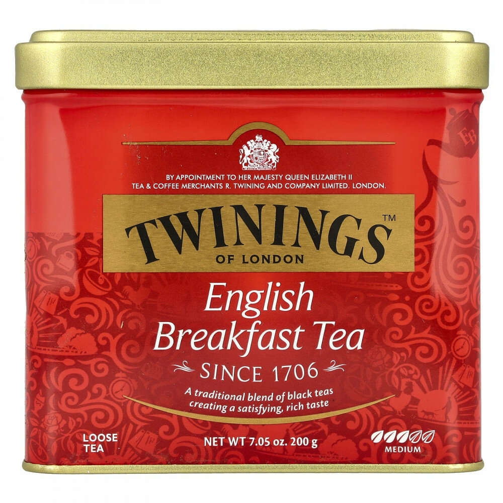 Twinings, рассыпной чай "Английский завтрак", 200 г (7,05 унции)