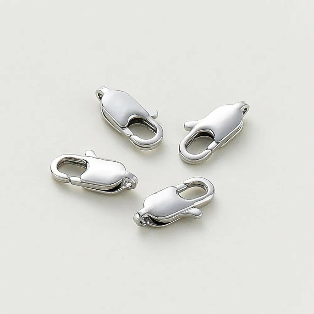 Гипоаллергенная латунь, 10 шт застежек-лобстеров, 7,14 мм, Цвет: родий