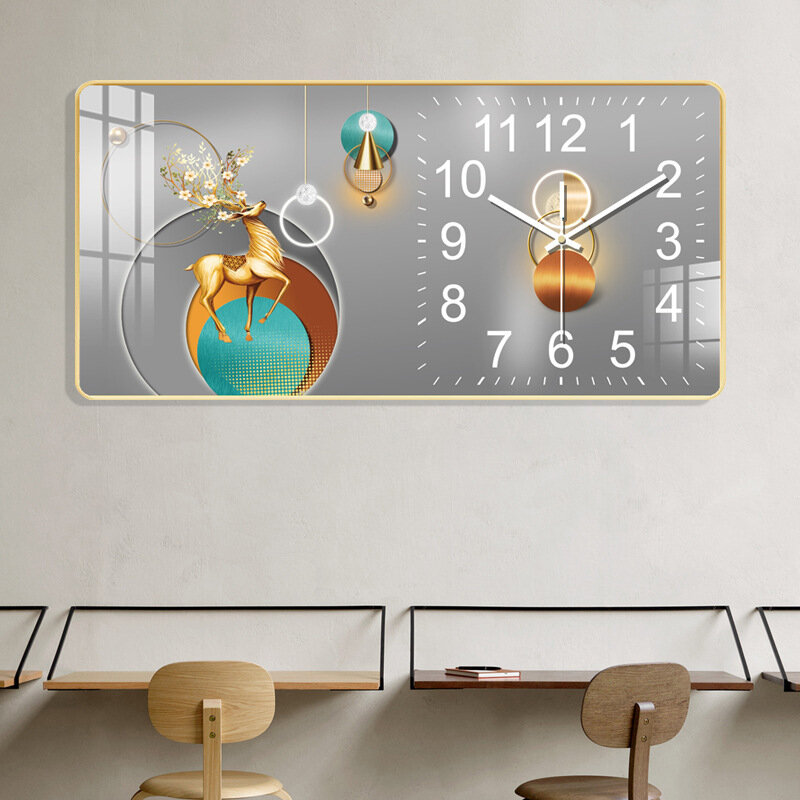 Новые настенные часы в стиле легкой роскоши для гостиной, декоративная картина, настенные часы для прихожей, креативные бесшумные часы в китайском стиле для столовой.