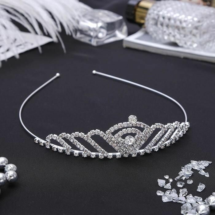 Диадема КНР "Мерцание", Корона, для волос, серебристая