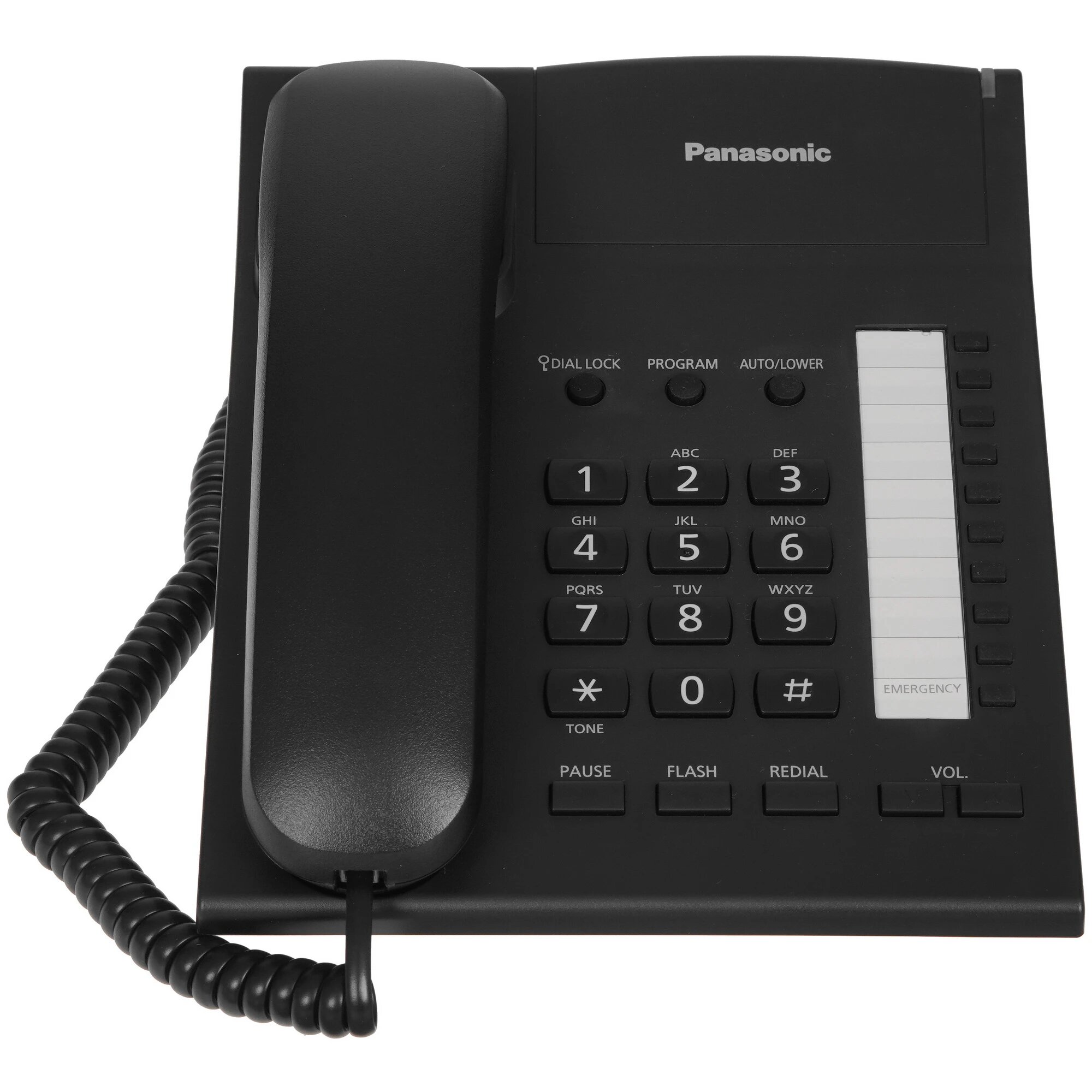 Телефон проводной Panasonic KX-TS2382, черный, индикатор звонка