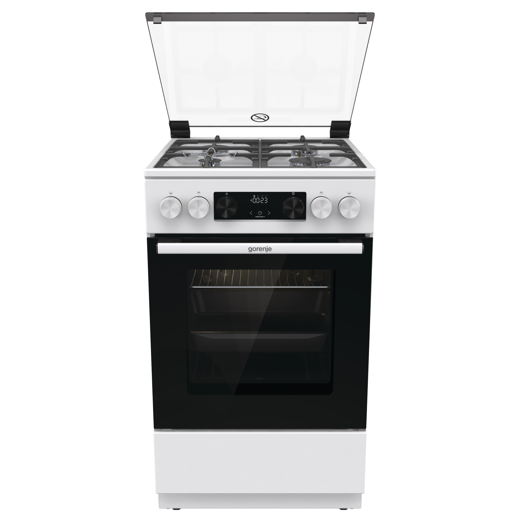 Газовая плита GorenjeGGI5C22WF, Класс: А, 67 л, Чугунные решетки ProGrid, белая