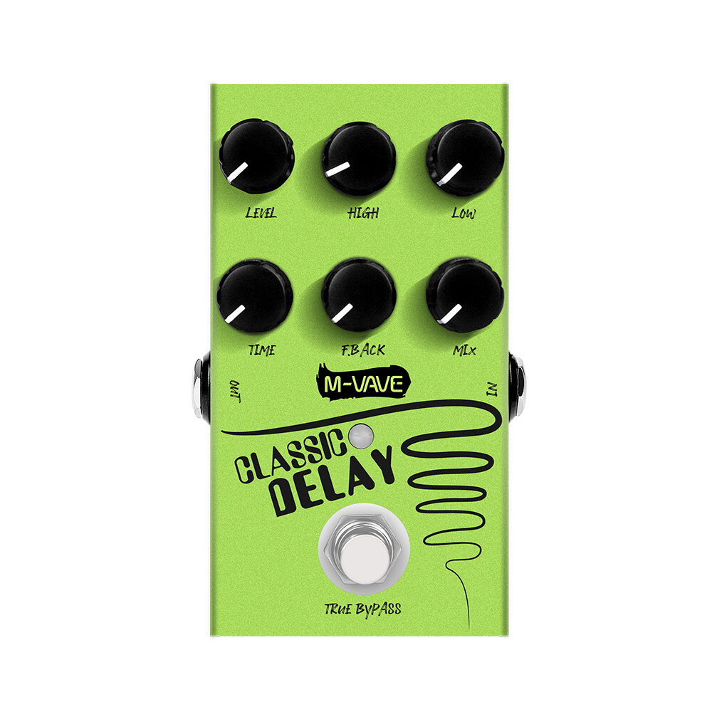 Педаль эффектов M-VAVE CLASSIC DELAY, для электрогитары, портативная, металлическая, салатовая