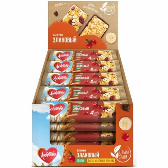 Злаковый батончик Любятово Клюква, 27 г (25 шт в упаковке)