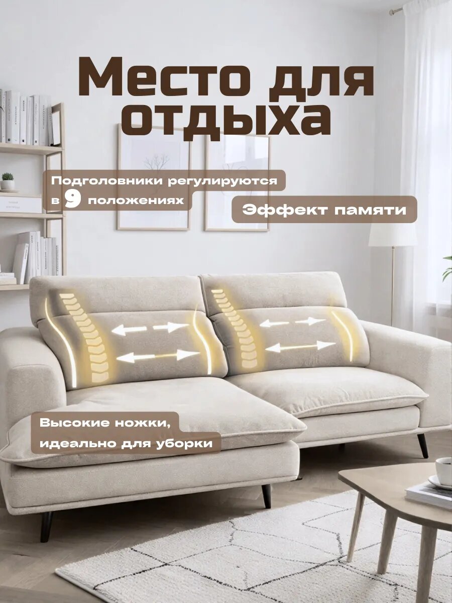 Диван Терраса правый угол, на ножках, для гостиной, ортопедические свойства — фото 1
