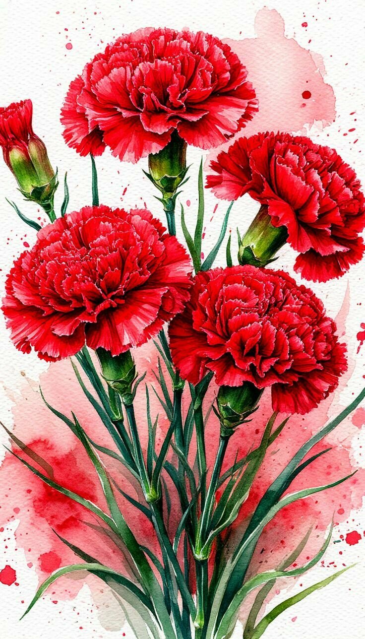 Алмазная живопись "гвоздика", 5D, круглая, 40x50 см. Производитель: Brose Art.