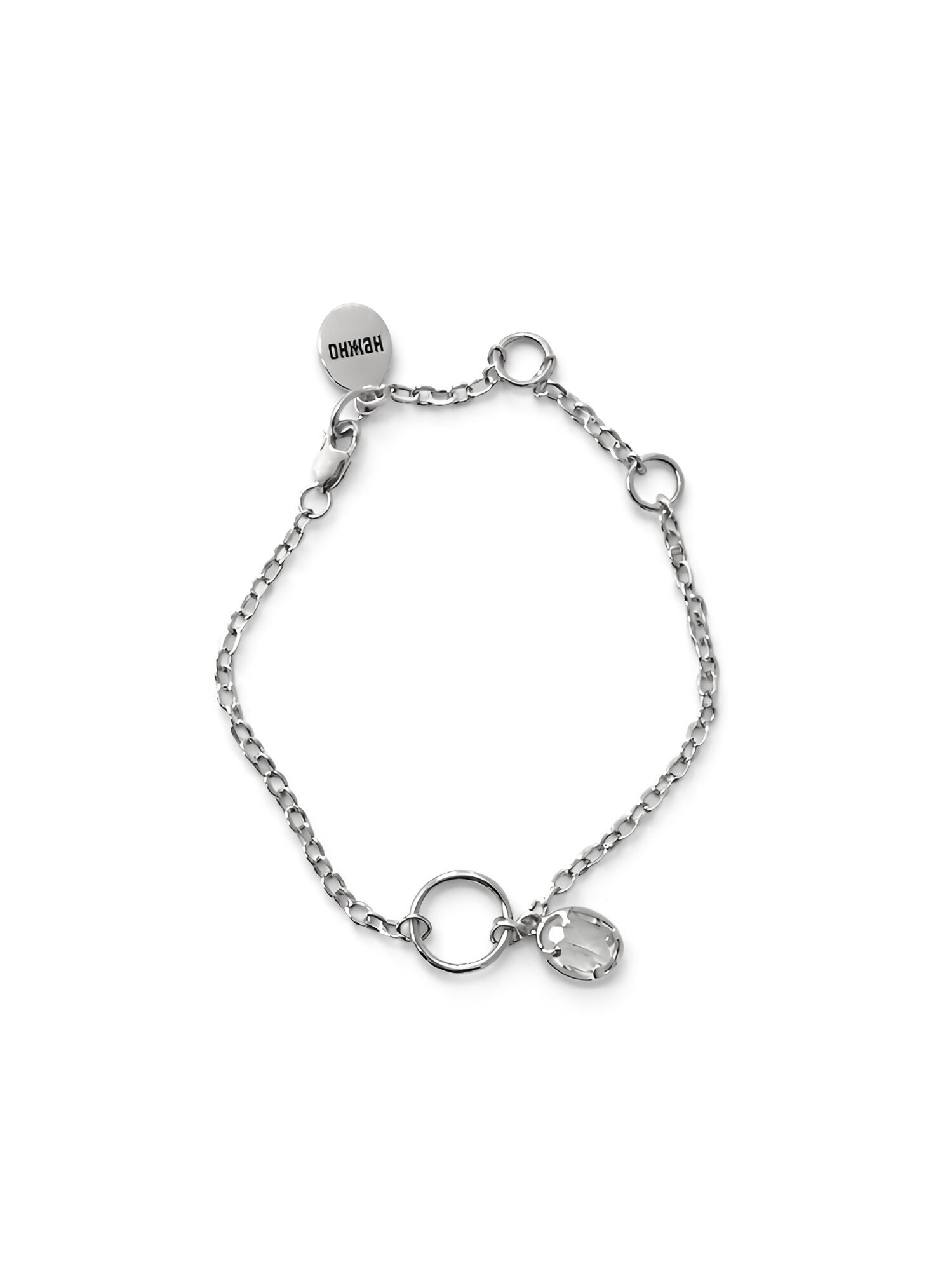 Браслет-цепочка, серебро, 925 проба, родирование, горный хрусталь