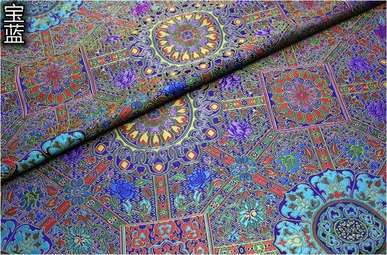 Вискозная шелковая парча, жаккардовый узор, Монголия