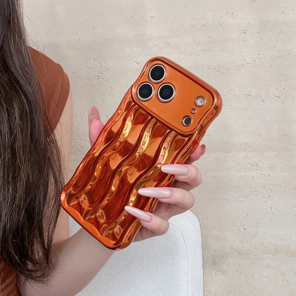 Оранжевый чехол для iPhone 17 Pro Max с волнистым узором