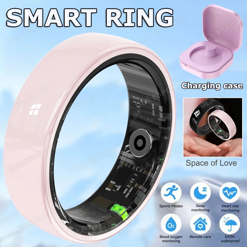 Умное кольцо QRing розовое, размер 8