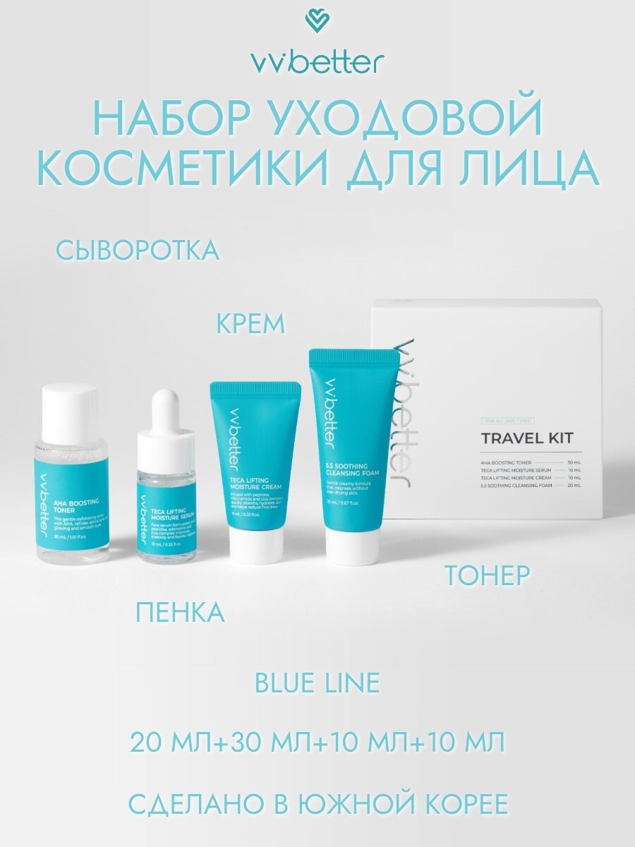 VVbetter Набор уходовой косметики 4 STEP BLUE LINE TRAVEL KIT Blue Line
