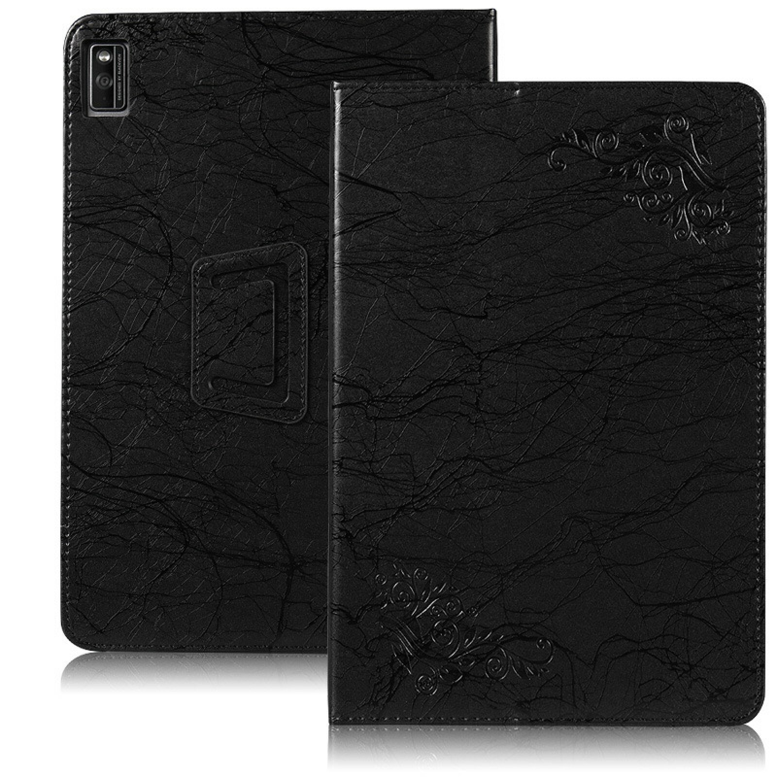 Чехол MyPads Bellissimo modello для Blackview Tab 13 закрытого типа с красивым узором и держателем для руки черный